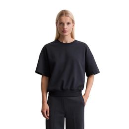 Marc O'Polo Sweatshirt MARC O'POLO "aus Interlock-Jersey", Damen, Gr. XL, blau (deep night blau), Obermaterial: 78% Baumwolle, 18% Polyester, 4% Elasthan, unifarben, regular fit, Rundhals, normaler Saum, Sweatshirts Sweatshirt