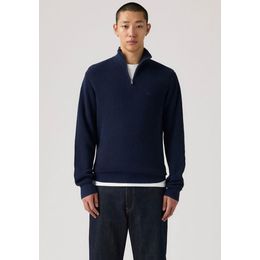 Levi's Strickpullover LEVI'S "HM QUARTER ZIP SWEATER", Herren, Gr. M, naval academy, Strick, Obermaterial: 100% Baumwolle, unifarben, normal h&uuml;ftbedeckend, Rundhals, B&uuml;ndchen, Pullover Strickpullover, mit Zipper und Struktur