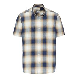 Kurzarmhemd Camel Active, Herren, Gr. L, N-Gr, blau (schwarz navy), Web, Obermaterial: 100% Baumwolle, kariert, regular fit, Hemden