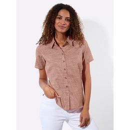 Hemdbluse Casual Looks, Damen, Gr. 36, cognac, wei&szlig;, gemustert, 50% Baumwolle, 50% Polyester, gemustert, mehrfarbig, Blusen Hemdbluse