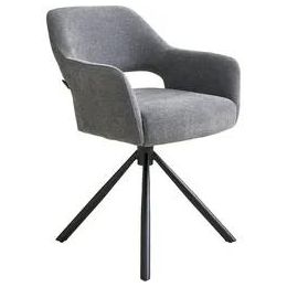Sch&ouml;ner Wohnen Esszimmerstuhl "STAVANGER, 360 drehbar mit R&uuml;ckholfunktion", grau, schwarz, grau, B:58cm H:84cm T:61cm, Polyester, SCH&Ouml;NER WOHNEN-KOLLEKTION, St&uuml;hle, Esszimmerstuhl, mit Taschenfederkern, Bezug Webstoff, Untergestell pulverbeschichtet