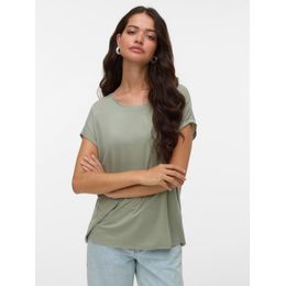 V&eacute;ro Moda Rundhalsshirt VERO MODA "VMAVA PLAIN SS TOP GAJRS NOOS", Damen, Gr. M, gr&uuml;n (seagrass), Jersey, Obermaterial: 95% Lyocell, 5% Elasthan, unifarben, regular fit normal, Rundhals, Shirts Rundhalsshirt, Materialmix, regular fit