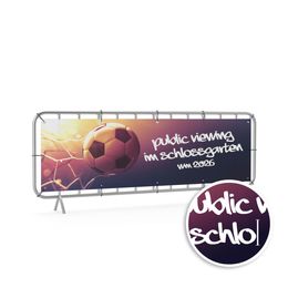 Absperrgitter Banner "Public Viewing" bedrucken | 215 x 73 cm | Werbeartikel WM & EM | ges&auml;umt & ge&ouml;st | Werbebanner & Bannerwerbung online gestalten