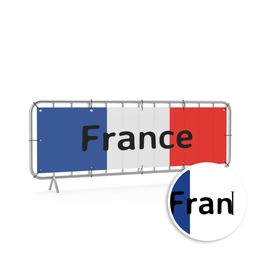 Absperrgitter Banner im Frankreich-Design | Mit Wunschtext bedrucken | 215 x 73 cm | Werbeartikel WM & EM | Bannerwerbung online selbst gestalten