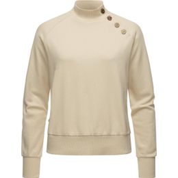 Sweatshirt Ragwear "Majjorka Solid", Damen, Gr. 4XL (48), beige (ecru), Sweatware, Material: 70% Baumwolle, 30% Polyester, oversize h&uuml;ftlang, hoch geschlossener Ausschnitt, &Auml;rmel ohne &Auml;rmelschlitz Rippb&uuml;ndchen, Sweatshirts Sweatshirt, Damen Langarmshirt mit Rippb&uuml;ndchen und Zierkn&ouml;pfen