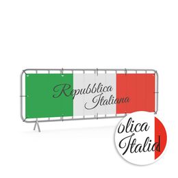 Absperrgitter Banner im Italien-Design | Mit Wunschtext bedrucken | 215 x 73 cm | Werbeartikel WM & EM | Bannerwerbung online selbst gestalten