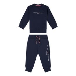 Shirt & Hose Tommy Hilfiger "BABY ESSENTIAL CREWSUIT", Jungen, Gr. 56, blau (dunkelblau), Sweatware, Obermaterial: 95% Baumwolle, 5% Elasthan, KOB Set-Artikel