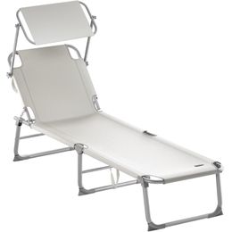 Casaria Gartenliege Hawaii Beige Alu 190x60x30cm