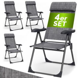 Casaria Gartenstuhl klappbar 4er-Set Grau meliert Alu Hochlehner verstellbar