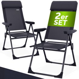 Casaria Gartenstuhl klappbar 2er-Set Anthrazit Alu Hochlehner verstellbar