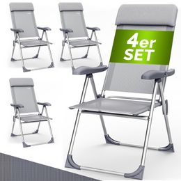 Casaria Gartenstuhl 4er-Set Silber Alu