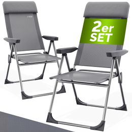 Casaria Gartenstuhl 2er-Set Grau Alu klappbar