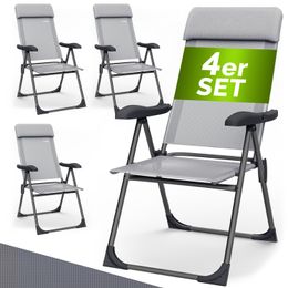 Casaria Gartenstuhl klappbar 4er-Set Grau Alu Hochlehner verstellbar