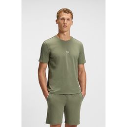 T-Shirt BOSS "Unique", Herren, Gr. L, gr&uuml;n (open gr&uuml;n 349), Jersey, Obermaterial: 95% Baumwolle, 5% Elasthan, regular fit, Rundhals, Shirts T-Shirt, aus elastischer Baumwolle mit Tape-Details, regular fit