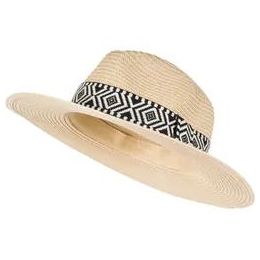 Sonnenhut styleBREAKER "Panama Strohhut Hutband Azteken Muster", Damen, beige, Obermaterial: 100% Papierstroh PAS., Modisch, H&uuml;te