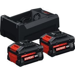 Bosch Professional Werkzeugakkus mit Schnellladeger&auml;t EXPERT Starter Set 18V Li-Ion 2 x 5,5 Ah