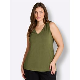 sheego Gro&szlig;e Gr&ouml;&szlig;en Shirttop mit Bindeband im Nacken, oliv, Gr&ouml;&szlig;e 48 - Damen
