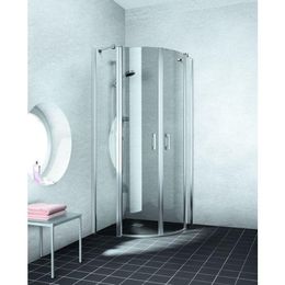 Kermi Liga Viertelkreis-Pendelt&uuml;r mit Festfeldern LIP50090201AK 90 x 200 cm, silber mattglanz, ESG klar, auf Duschwanne
