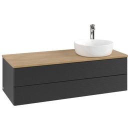 Villeroy & Boch Villeroy und Boch Antao Waschtisch-Unterschrank K23151PD 120x36x50cm, Hahnloch, Waschbeckenplattenfarbe honey oak, black matt lacquer