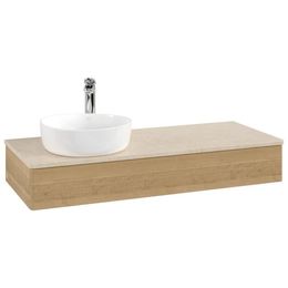 Villeroy & Boch Villeroy und Boch Antao Waschtisch-Unterschrank L11053HN mit Beleuchtung, 120x19x50cm, Hahnloch, Waschbeckenplattenfarbe botticino, honey oak