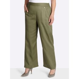 sheego Damen Schlupfhose mit Smokbund hinten, oliv, Gr&ouml;&szlig;e 56