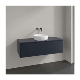 Villeroy & Boch Villeroy und Boch Antao Waschtisch-Unterschrank L32050HG mit Beleuchtung, 1 Auszug, 1200 x 360 x 500 mm, Front ohne Struktur, Midnight Blue Matt Lacquer / Midnight Blue Matt Lacquer