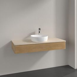 Villeroy & Boch Villeroy und Boch Antao Waschtisch-Unterschrank K10153HN 120x19x50cm, Hahnloch, Waschbeckenplattenfarbe botticino, honey oak