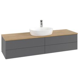 Villeroy & Boch Villeroy und Boch Antao Waschtisch-Unterschrank K25151GK 160x36x50cm, Hahnlochbohrung, Waschbeckenplattenfarbe honey oak, anthracite matt lacquer