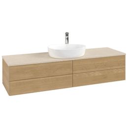 Villeroy & Boch Villeroy und Boch Antao Waschtisch-Unterschrank K25053HN 160x36x50cm, Hahnlochbohrung, Waschbeckenplattenfarbe botticino, honey oak