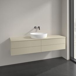 Villeroy & Boch Villeroy und Boch Antao Waschtisch-Unterschrank L25150HJ mit Beleuchtung, 160x36x50cm, Hahnlochbohrung, Waschbeckenplattenfarbe Lack, silk grey matt lacquer
