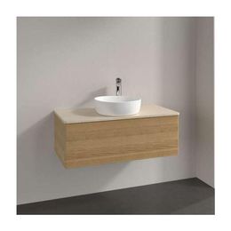 Villeroy & Boch Villeroy und Boch Antao Waschtisch-Unterschrank L31113HN mit Beleuchtung, 1 Auszug, 1000 x 360 x 500 mm, Front mit Struktur, Honey Oak / Botticino