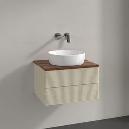 Villeroy & Boch Villeroy und Boch Antao Waschtisch-Unterschrank L18112HJ 60x36x50cm, Waschbeckenplattenfarbe warm walnut, silk grey matt lacquer