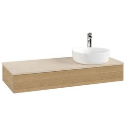 Villeroy & Boch Villeroy und Boch Antao Waschtisch-Unterschrank L12053HN 120x19x50cm, Hahnloch, Waschbeckenplattenfarbe botticino, honey oak