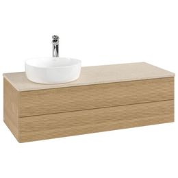 Villeroy & Boch Villeroy und Boch Antao Waschtisch-Unterschrank L22153HN 120x36x50cm, Hahnloch, Waschbeckenplattenfarbe botticino, honey oak