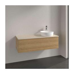 Villeroy & Boch Villeroy und Boch Antao Waschtisch-Unterschrank L34053HN mit Beleuchtung, 1 Auszug, 1200 x 360 x 500 mm, Front ohne Struktur, Honey Oak / Botticino