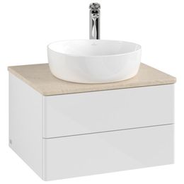 Villeroy & Boch Villeroy und Boch Antao Waschtisch-Unterschrank K18053GF 60x36x50cm, Hahnloch, Waschbeckenplattenfarbe botticino, glossy white lacquer