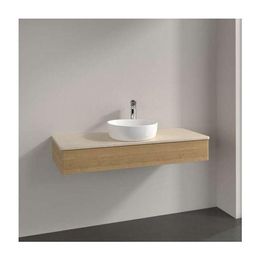 Villeroy & Boch Villeroy und Boch Antao Waschtisch-Unterschrank L10013HN mit Beleuchtung, 1 Auszug, 1200 x 190 x 500 mm, Front ohne Struktur, Honey Oak / Botticino