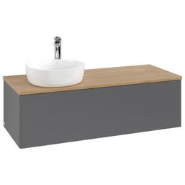 Villeroy & Boch Villeroy und Boch Antao Waschtisch-Unterschrank K33051GK 120x36x50cm, Hahnloch, Waschbeckenplattenfarbe honey oak, anthracite matt lacquer