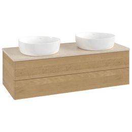 Villeroy & Boch Villeroy und Boch Antao Waschtisch-Unterschrank L24013HN mit Beleuchtung, 120x36x50cm, Waschbeckenplattenfarbe botticino, honey oak