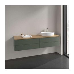Villeroy & Boch Villeroy und Boch Antao Waschtisch-Unterschrank K27151HL 160x36x50cm, Hahnloch, Waschbeckenplattenfarbe honey oak, leaf green matt lacquer