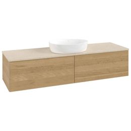 Villeroy & Boch Villeroy und Boch Antao Waschtisch-Unterschrank L36013HN mit Beleuchtung, 160x36x50cm, Waschbeckenplattenfarbe botticino, honey oak