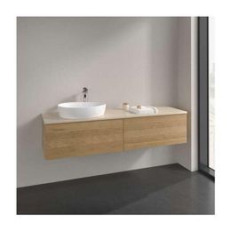 Villeroy & Boch Villeroy und Boch Antao Waschtisch-Unterschrank L37013HN mit Beleuchtung, 2 Ausz&uuml;ge, 1600 x 360 x 500 mm, Front ohne Struktur, Honey Oak / Botticino