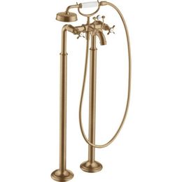 Hansgrohe Fertigmontageset 16547140 2-Griff-Wannen-Armatur, bodenstehend, mit Kreuzgriffen, brushed bronze