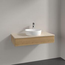 Villeroy & Boch Villeroy und Boch Antao Waschtisch-Unterschrank K09053HN 100x19x50cm, Hahnloch, Waschbeckenplattenfarbe botticino, honey oak