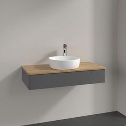 Villeroy & Boch Villeroy und Boch Antao Waschtisch-Unterschrank K09051GK 100x19x50cm, Hahnloch, Waschbeckenplattenfarbe honey oak, anthracite matt lacquer