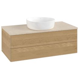 Villeroy & Boch Villeroy und Boch Antao Waschtisch-Unterschrank L20013HN mit Beleuchtung, 100x36x50cm, Waschbeckenplattenfarbe botticino, honey oak