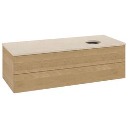 Villeroy & Boch Villeroy und Boch Antao Waschtisch-Unterschrank L23013HN mit Beleuchtung, 2 Ausz&uuml;ge, 1200 x 360 x 500 mm, Front ohne Struktur, Honey Oak / Botticino