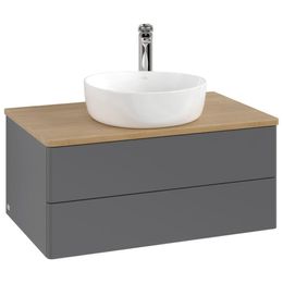 Villeroy & Boch Villeroy und Boch Antao Waschtisch-Unterschrank K19051GK 80x36x50cm, Hahnloch, Waschbeckenplattenfarbe honey oak, anthracite matt lacquer