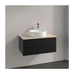 Villeroy & Boch Villeroy und Boch Antao Waschtisch-Unterschrank K19053PD 80x36x50cm, Hahnloch, Waschbeckenplattenfarbe botticino, black matt lacquer