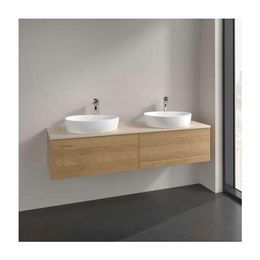 Villeroy & Boch Villeroy und Boch Antao Waschtisch-Unterschrank L39053HN mit Beleuchtung, 2 Ausz&uuml;ge, 1600 x 360 x 500 mm, Front ohne Struktur, Honey Oak / Botticino